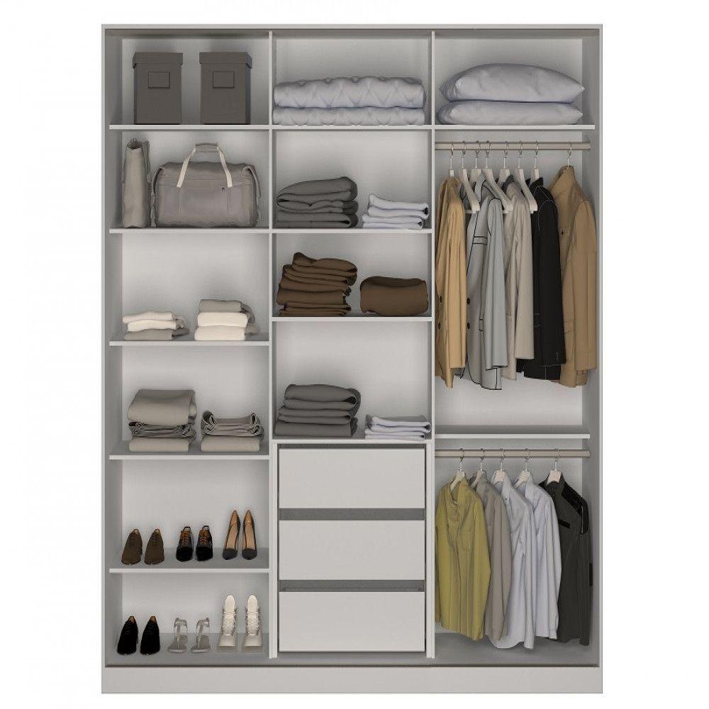 Guarda Roupa Closet Premium 3 Portas 2 Espelhos Nova Mobile Branco E ...