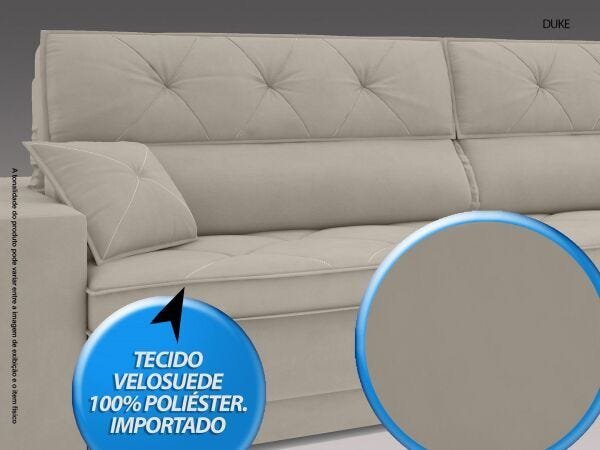 Sofá Duke 2,50M Retrátil e Reclinável Velosuede Areia - NetSofás ...