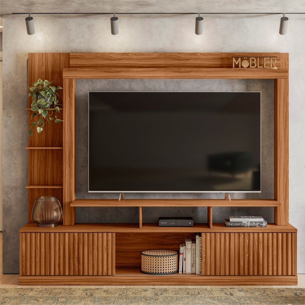 Home Ripado para TVs até 65 Polegadas Andreas Cinamomo Mel | MadeiraMadeira