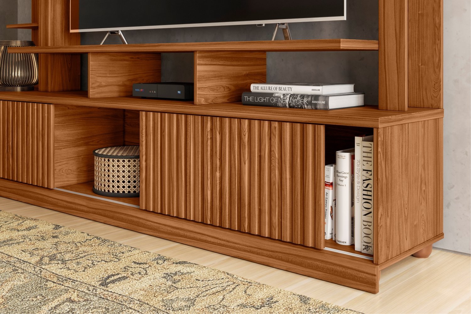 Home Ripado para TVs até 65 Polegadas Andreas Cinamomo Mel | MadeiraMadeira