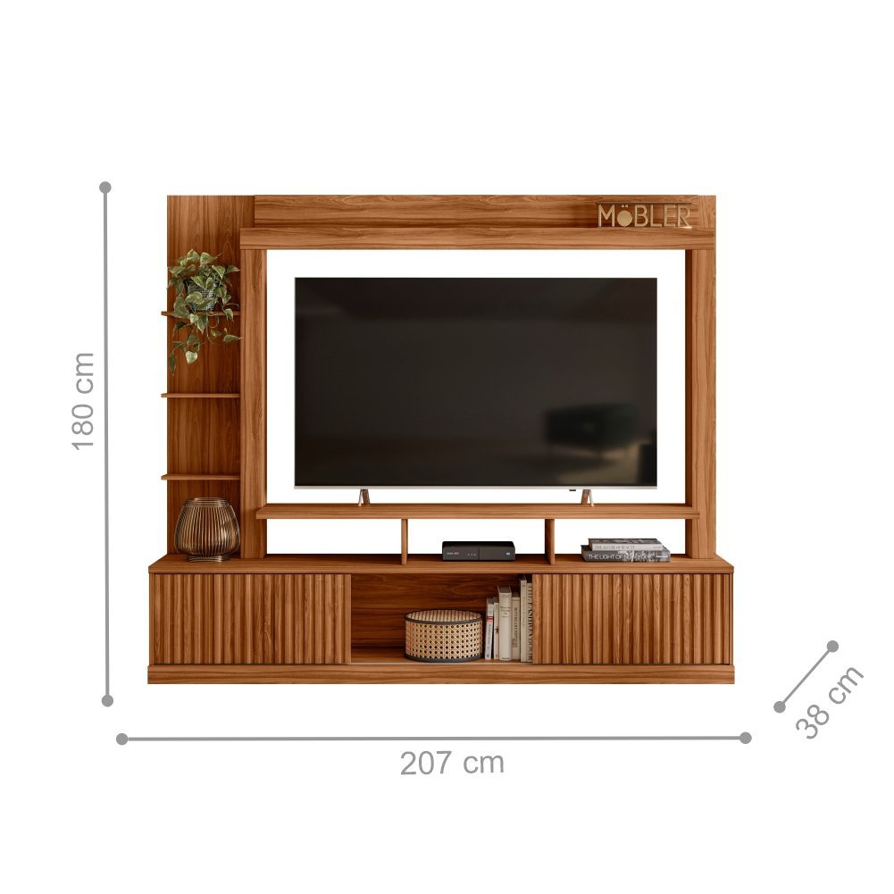 Home Ripado para TVs até 65 Polegadas Andreas Cinamomo Mel | MadeiraMadeira