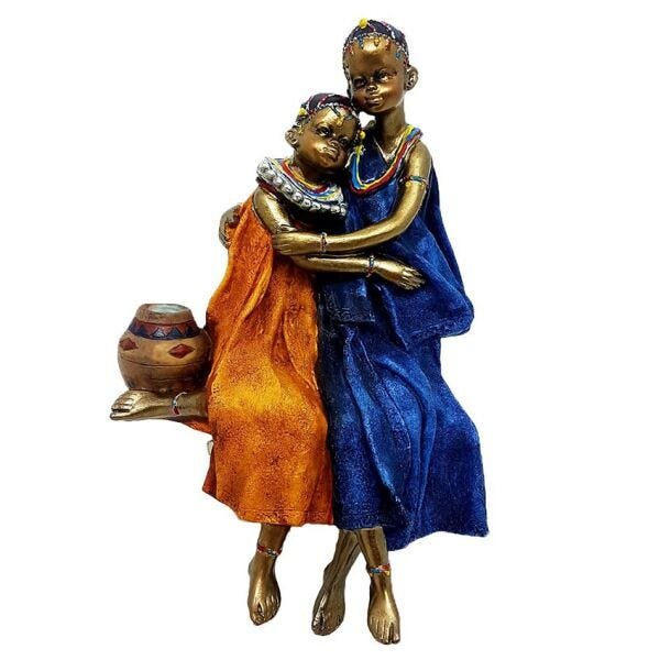 Enfeite africanas em resina 20 cm sentadas | MadeiraMadeira