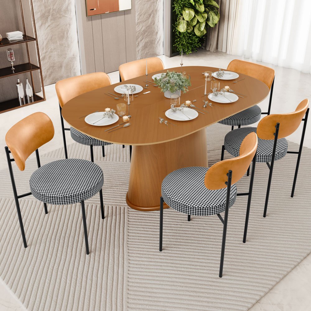 Kit 04 Cadeiras Estofadas para Sala de Jantar Louise L02 Couríssimo Whisky Pied Poule - Lyam ...