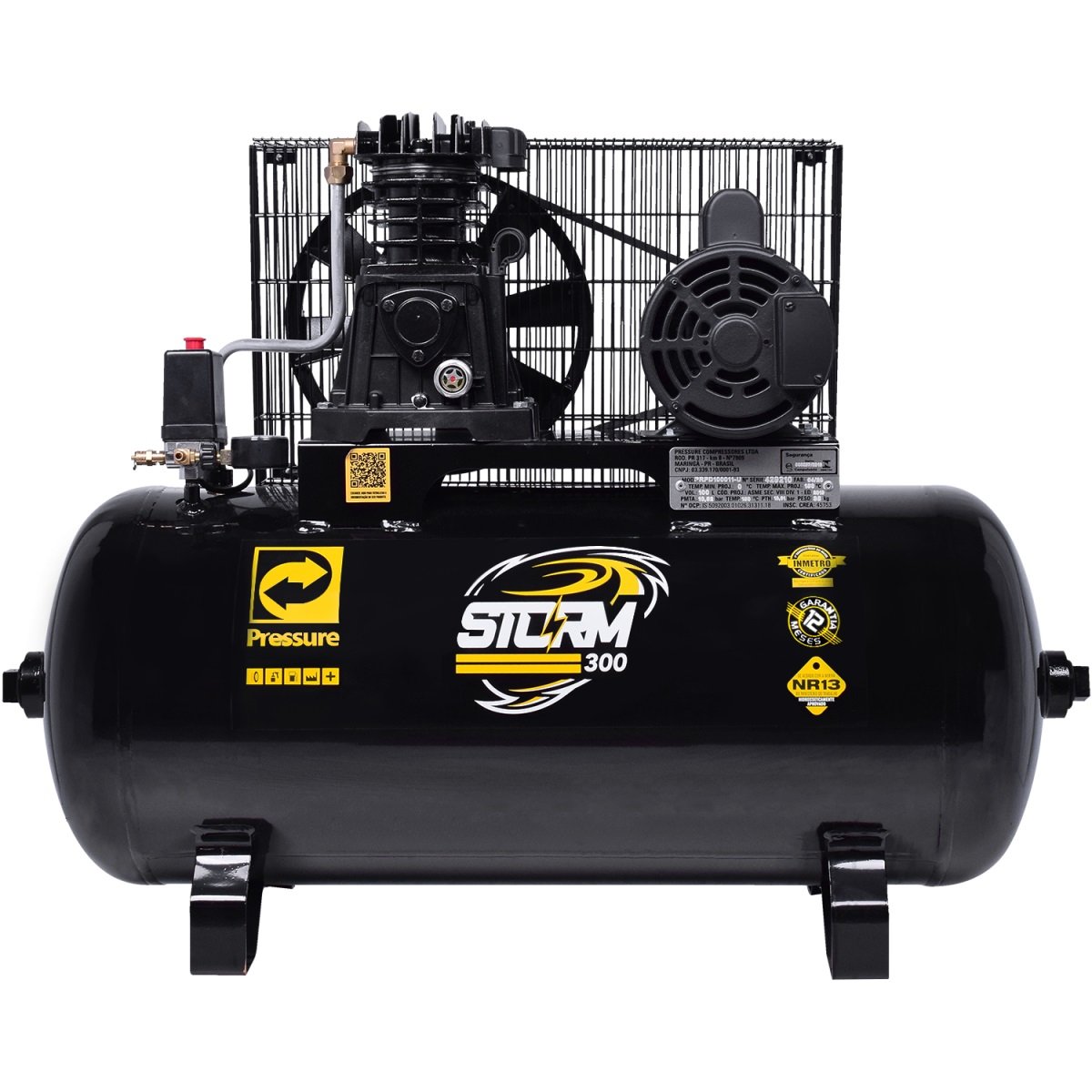 Compressor de Ar 10 Pés 100L 2HP Bivolt Monofásico STORM 300 PRESSURE ...