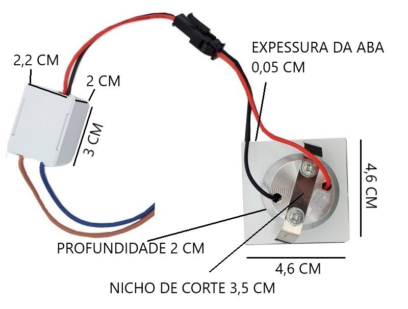 Mini Spot de embutir Elysa 3w bivolt Móveis Nichos Painéis Quarto ...