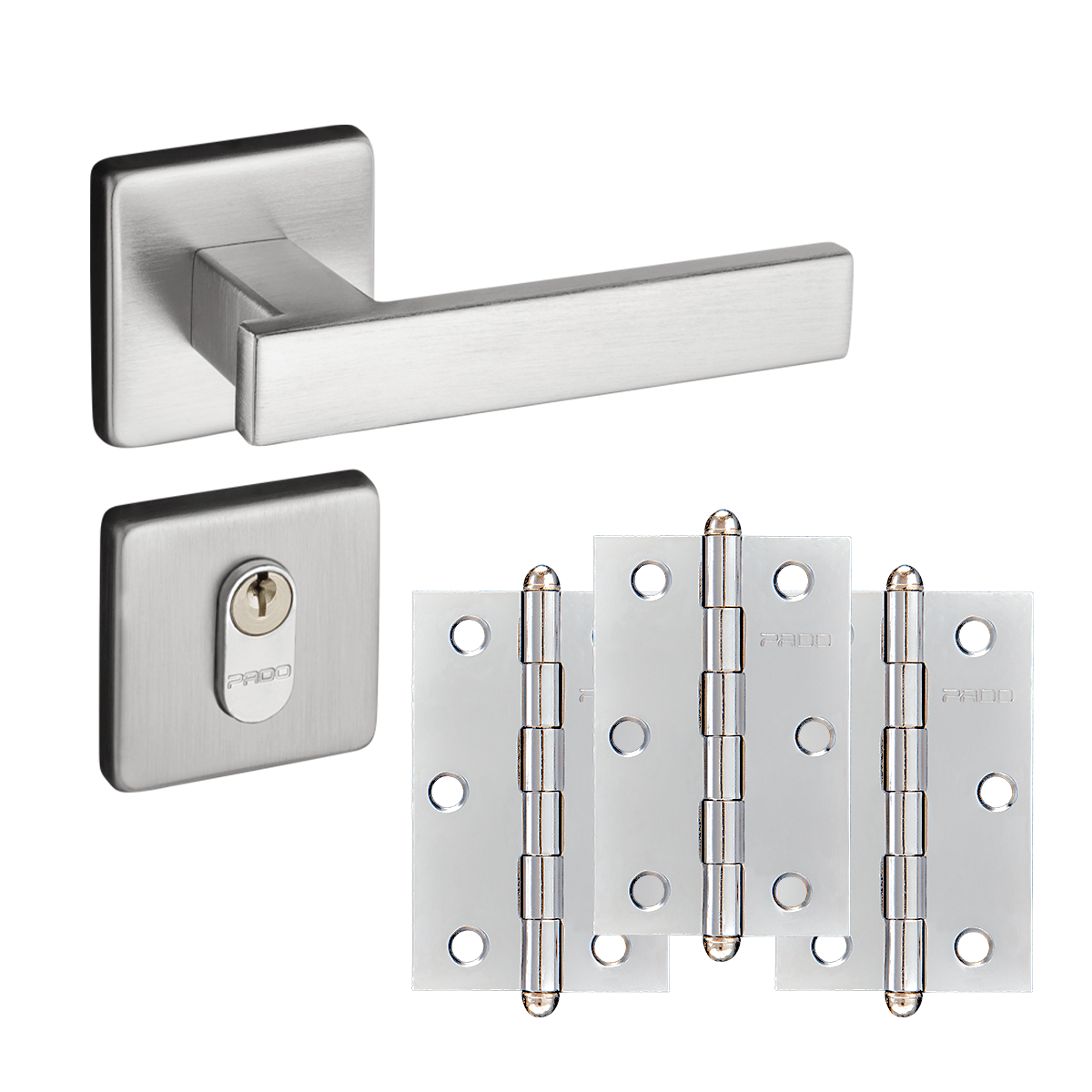 Fechadura Externa Completa com 3 dobradiças Cromada Pado FECH ZM ...