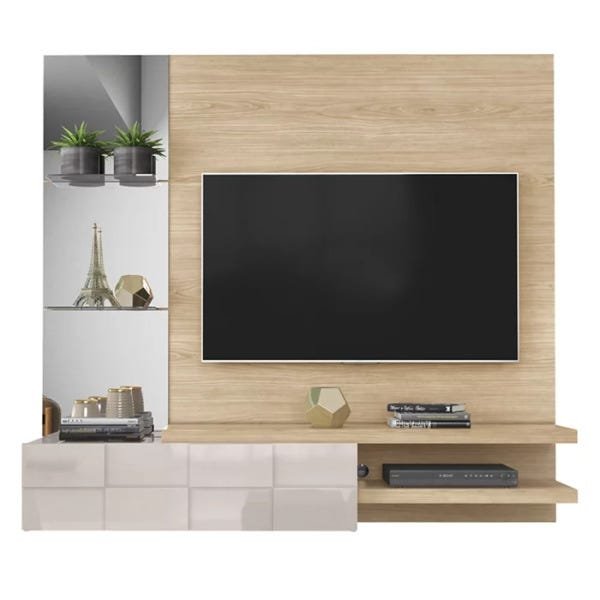 Painel Bancada para TV até 55 Polegadas Lago Areia Creme DJ Móveis ...