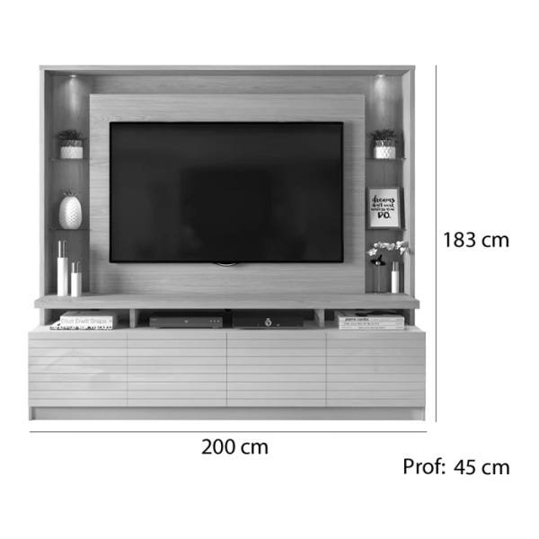 Estante Home Para TV 60 Polegadas Acacia Caiena Creme DJ Moveis ...