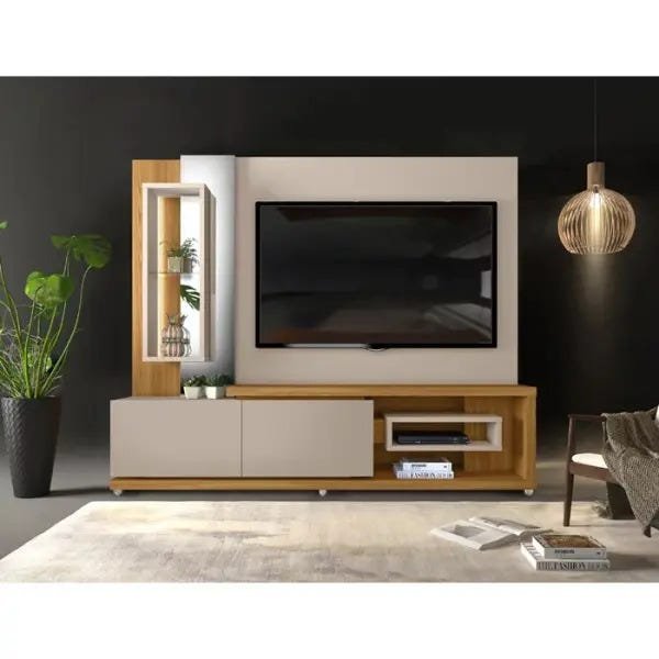 Estante Home Para TV 65 Polegadas Onduras Amarula Carvalho Europeu DJ ...