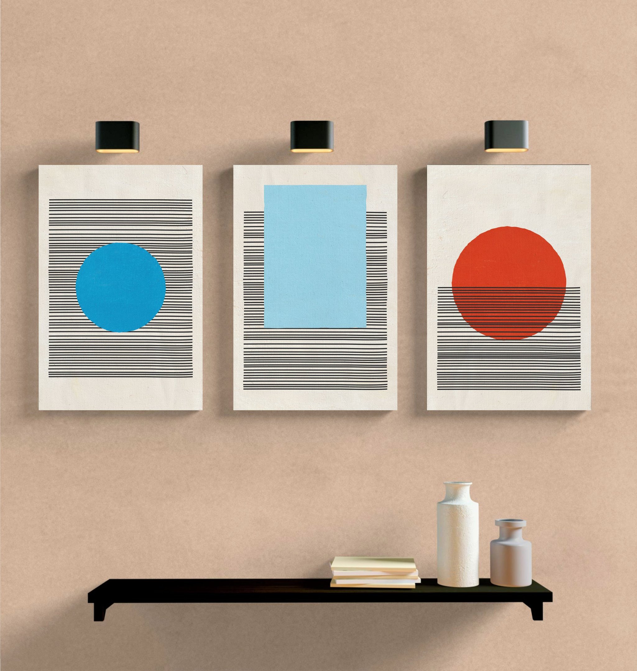 Conjunto com 3 quadros minimalistas para decorar ambientes modernos ...