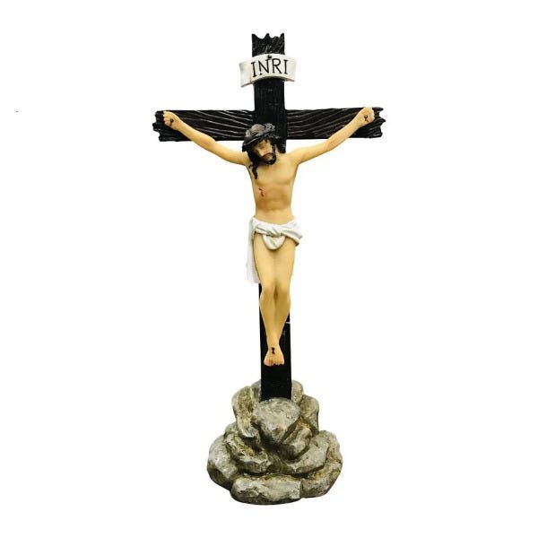 CRUCIFIXO COM IMAGEM JESUS CRISTO CRUCIFICADO RESINA 20 CM | MadeiraMadeira