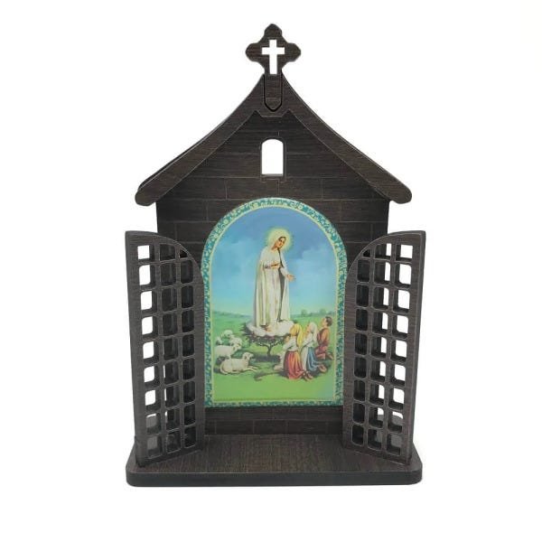 Capelinha de Nossa Senhora de Fátima MDF com Porta | MadeiraMadeira