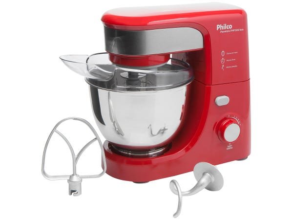 Batedeira Planetária Philco PHP500 Turbo Inox com 11 Velocidades - Vermelho 220v | MadeiraMadeira