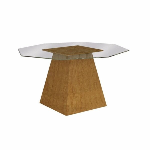 Mesa de Jantar Tampo Vidro Octogonal Grécia Leifer | MadeiraMadeira