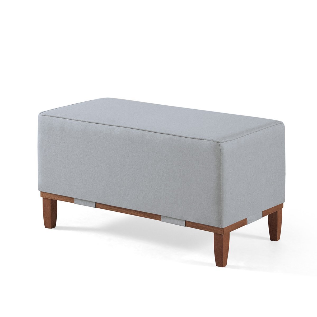 Puff Retangular de Linho para Sala - Prata | MadeiraMadeira