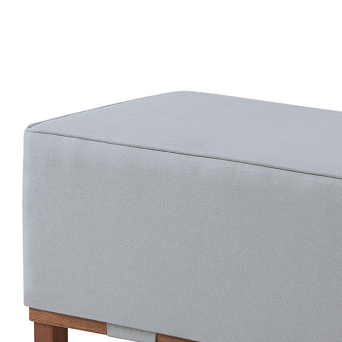 Puff Retangular de Linho para Sala - Prata | MadeiraMadeira