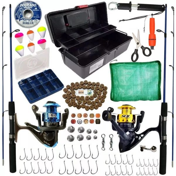 Kit De Pesca Completo 2 Vara 2 Molinete Caixa 6kg E Itens | MadeiraMadeira