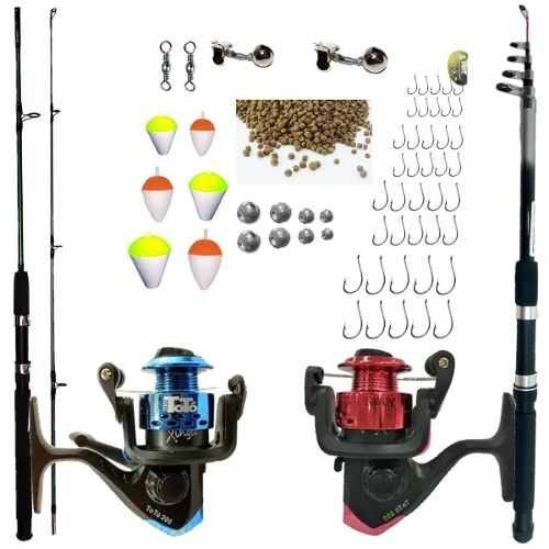 Kit De Pesca Completo Vara 1,50m E 2,10m 2 Molinete E Itens | MadeiraMadeira