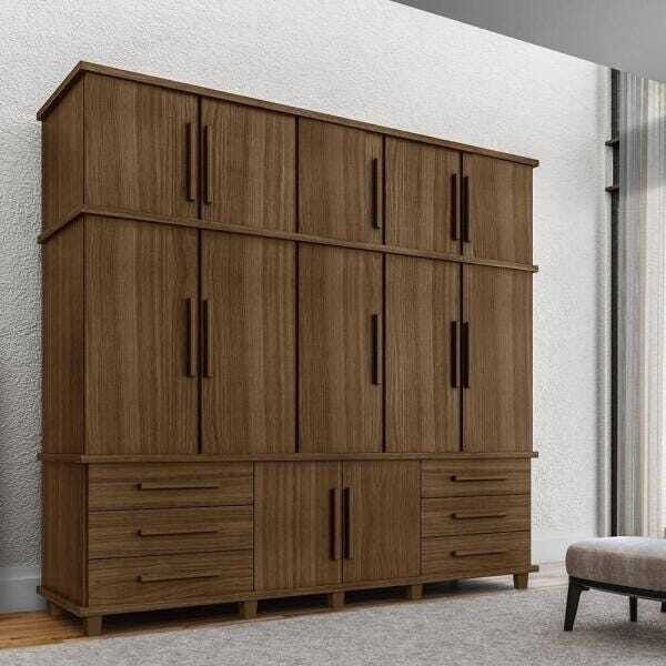 Guarda-Roupa Casal Triplex 12 Portas 6 Gavetas Londres Amendoa ...