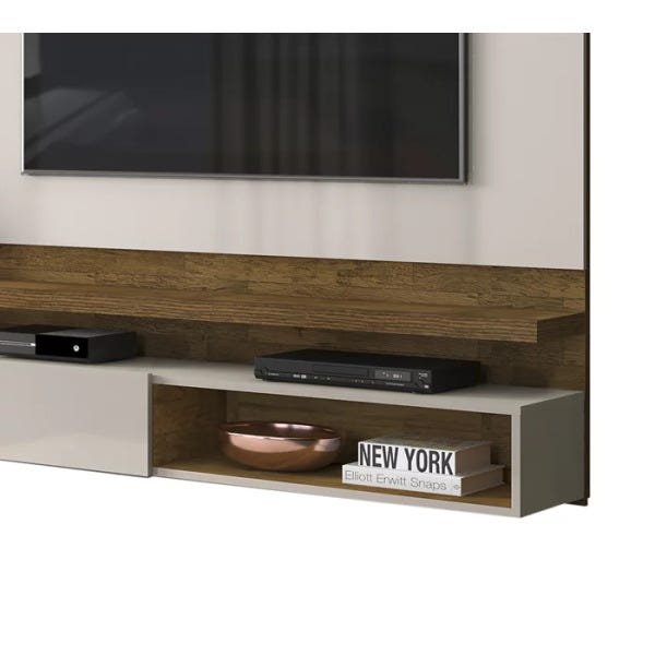 Painel Bancada para TV até 55 Polegadas Nilo Tronco Ripado Creme Dj ...