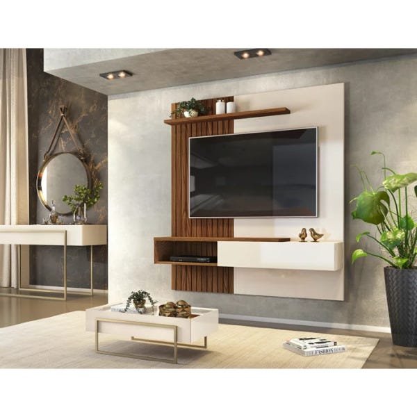 Painel Bancada para TV 65 Polegadas Tele Creme Caiena DJ Móveis ...