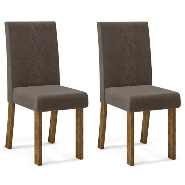 Kit 2 Cadeiras Estofadas Elisa Tronco Ripado Veludo Marrom Cafe Dj ...