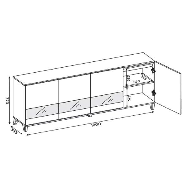 Buffet Balcão 4 Portas Zeus Telha com Espelho | MadeiraMadeira