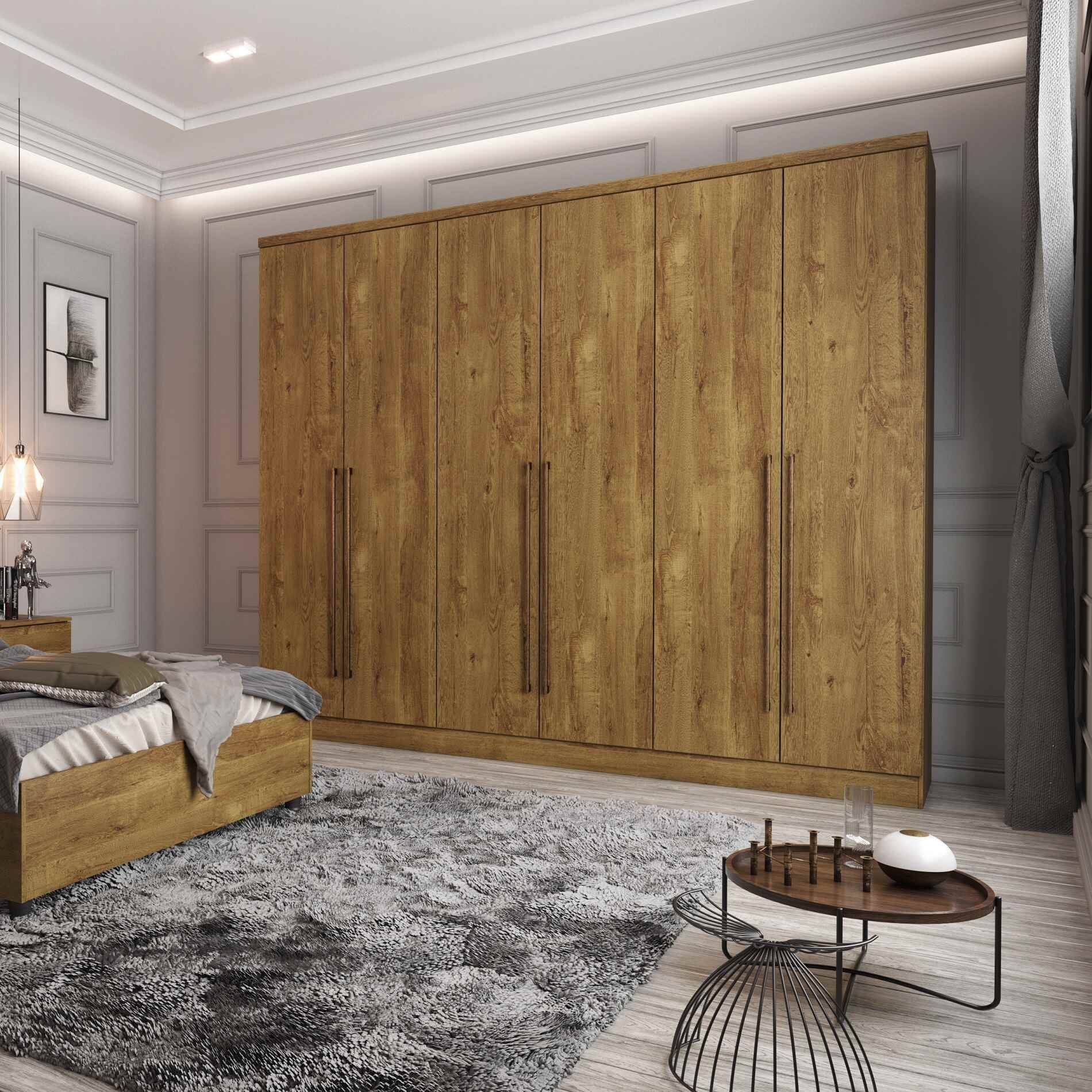 Guarda-Roupa Casal Premium 6 PT 6 GV - Ipê Rustic | MadeiraMadeira