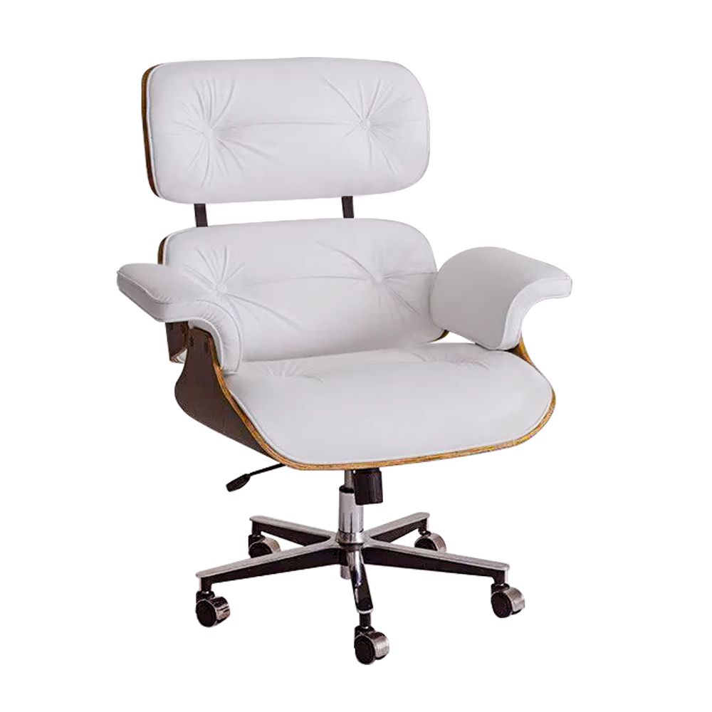 Poltrona Charles Eames Office Exec Couro Sintético Branco | MadeiraMadeira