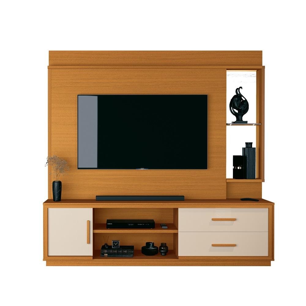 Home Atrio com Prateleira de Vidro Cedro Off White 37870 EDN | MadeiraMadeira