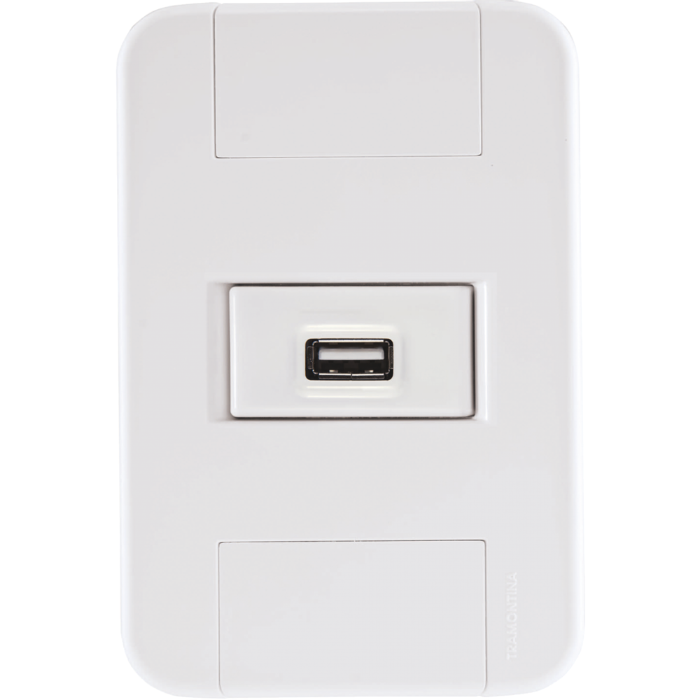 Conjunto 4x2 com 1 Tomada USB 1,5 A Bivolt Tramontina Tablet Branco ...