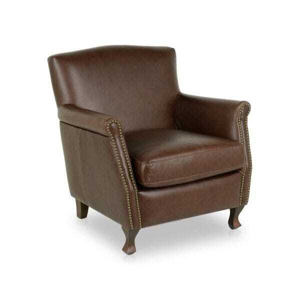 Poltrona Capri fixa em couro bovino genuíno cor café | MadeiraMadeira