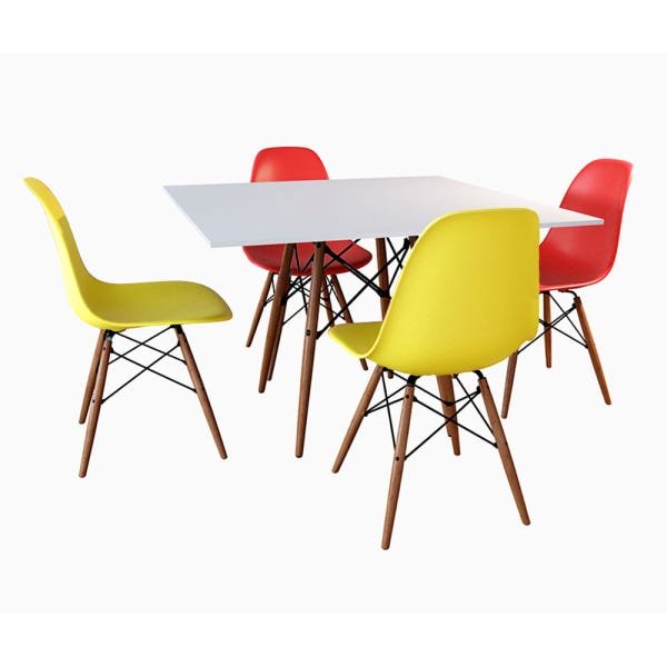 Conjunto Sala de Jantar Eames Tampo Quadrado Branco 90cm - 4 Cadeiras ...
