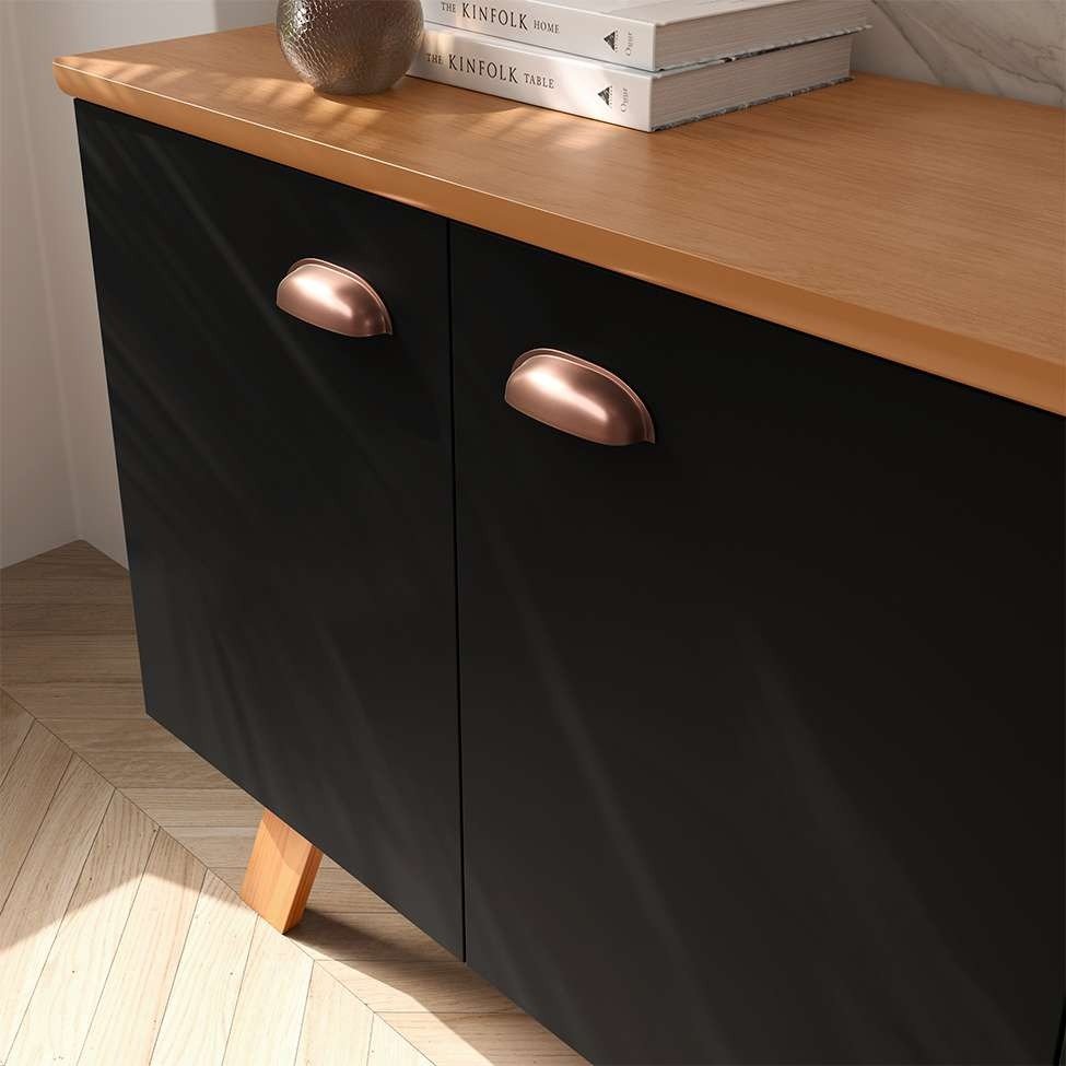 Buffet 4 Portas Preto com Amêndoa Atlanta III Tebarrot Móveis ...