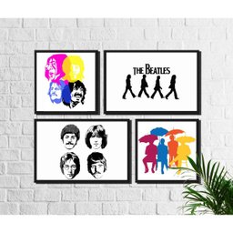 4 Quadros Decorativos Banda Beatles Rock | MadeiraMadeira
