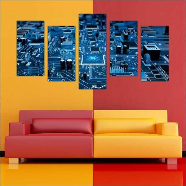 Quadro Decorativo Eletrônica Informática Salas Interiores Mosaico 5 ...