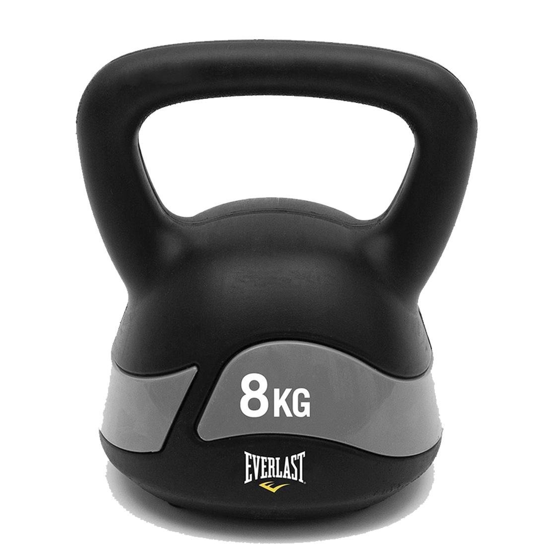 Kettlebell 8kg Everlast Revestido Pvc de Alta Resistência Preto/cinza ...