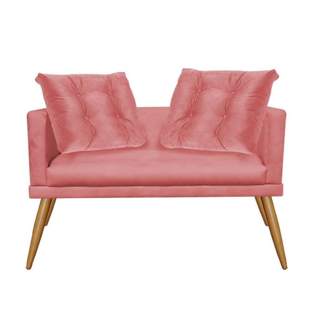 Namoradeira Sofá Recamier Kim Luxo Confort Pé Rústico Suede Rose Gold ...
