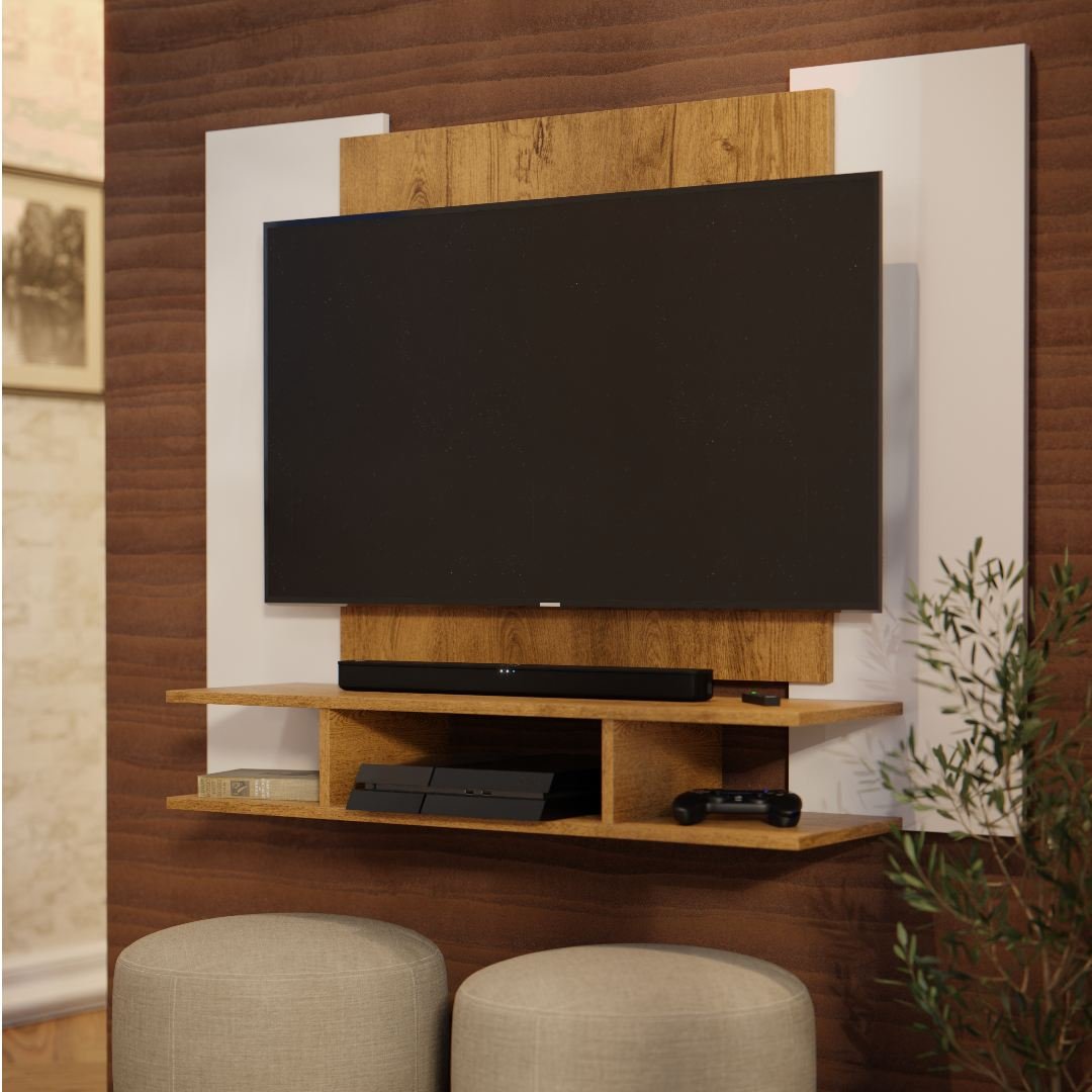 Painel Ej para Tv até 50 Polegadas Off White com Freijo | MadeiraMadeira