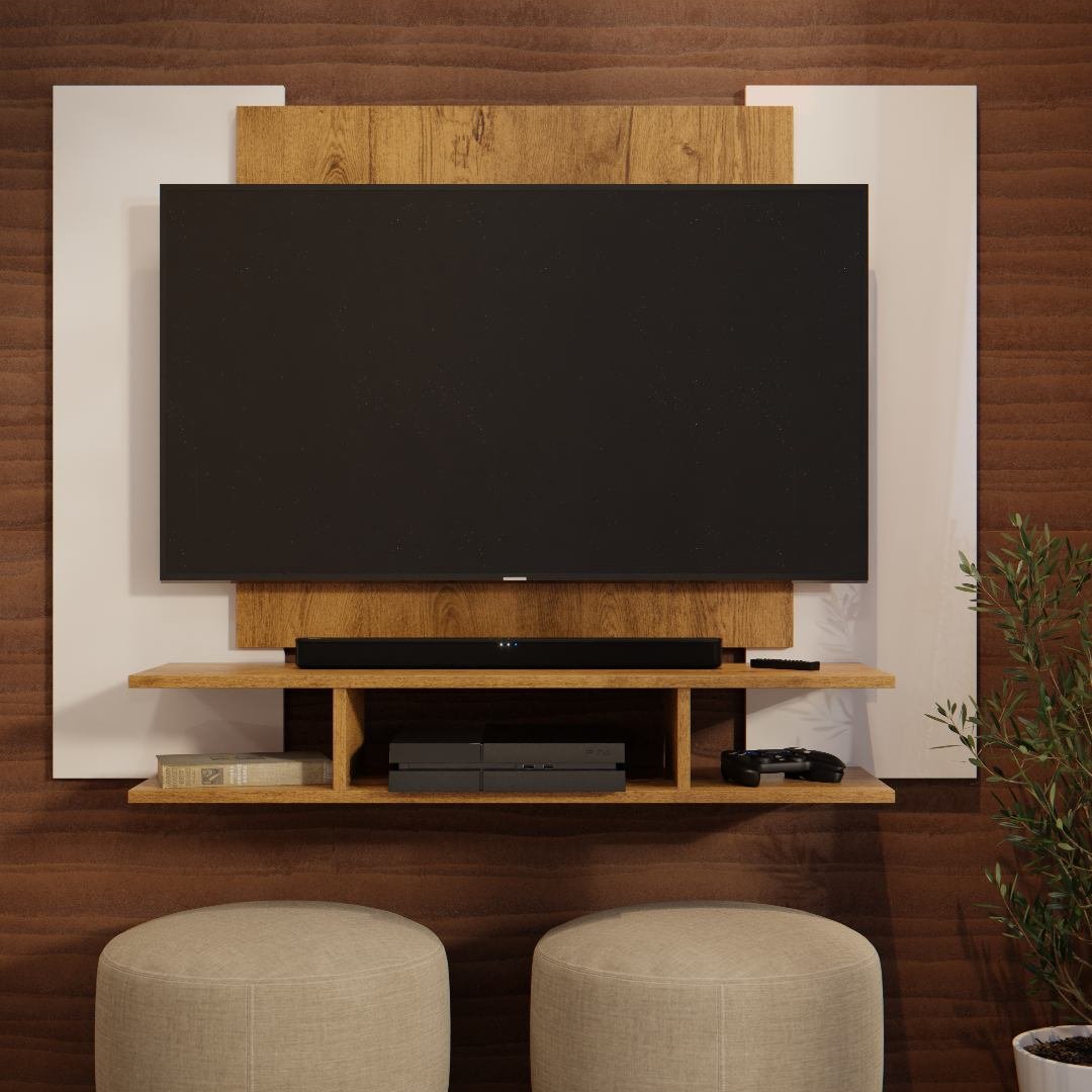 Painel Ej para Tv até 50 Polegadas Off White com Freijo | MadeiraMadeira