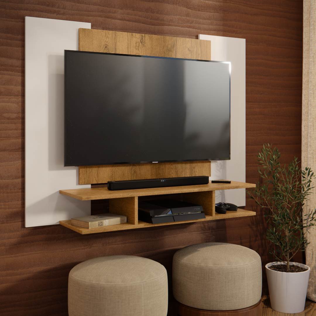 Painel Ej para Tv até 50 Polegadas Off White com Freijo | MadeiraMadeira