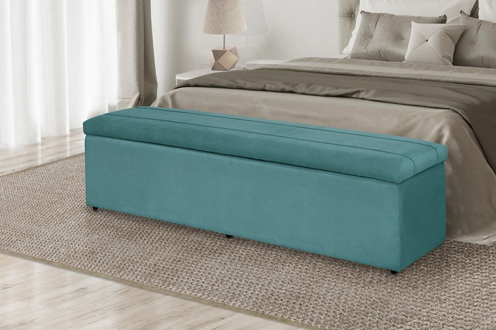 Baú Calçadeira Estofada Para Cama Box QueenSize 160cm Suede- Aliw Decor ...