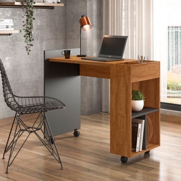 Escrivaninha Renda Amêndoa Chumbo | MadeiraMadeira