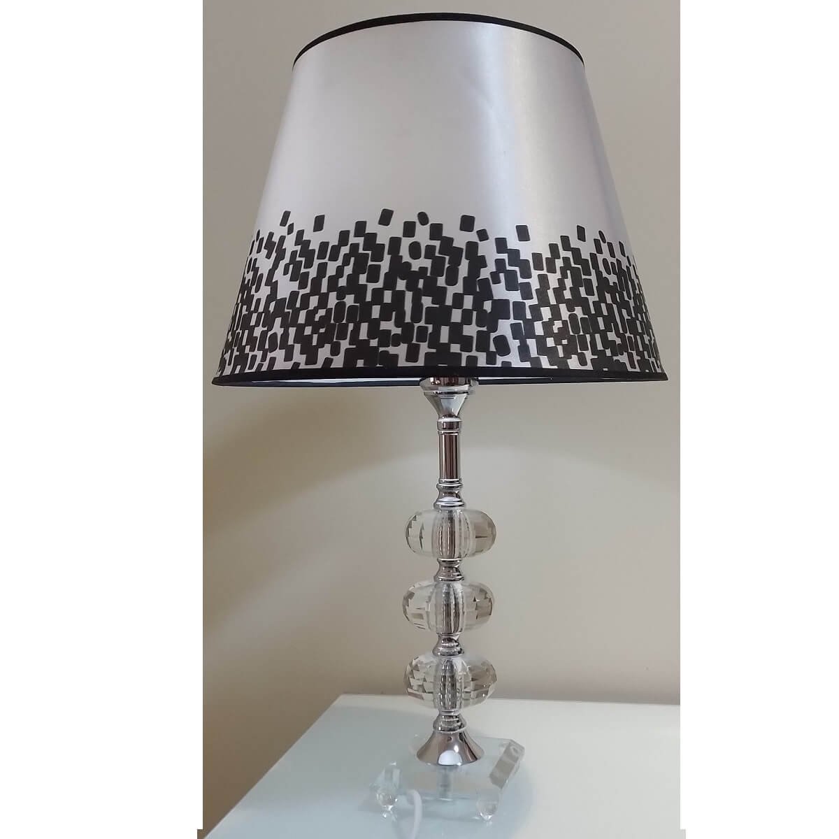 Abajur de Mesa Moderno Para Quarto Sala Grande Cristal Cupula CINZA ...