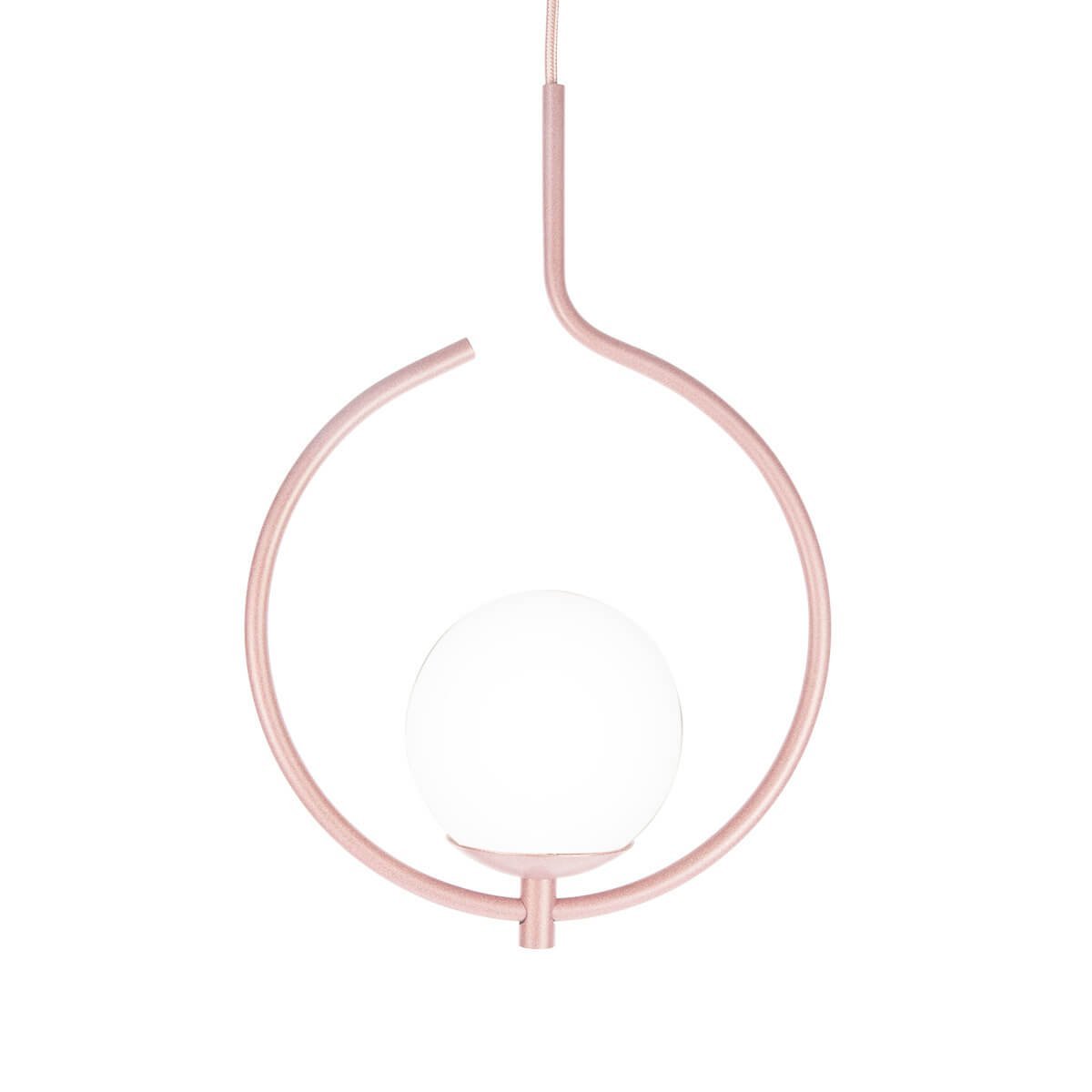 Pendente Lustre On Loop ROSÉ com globo de vidro BRANCO | MadeiraMadeira