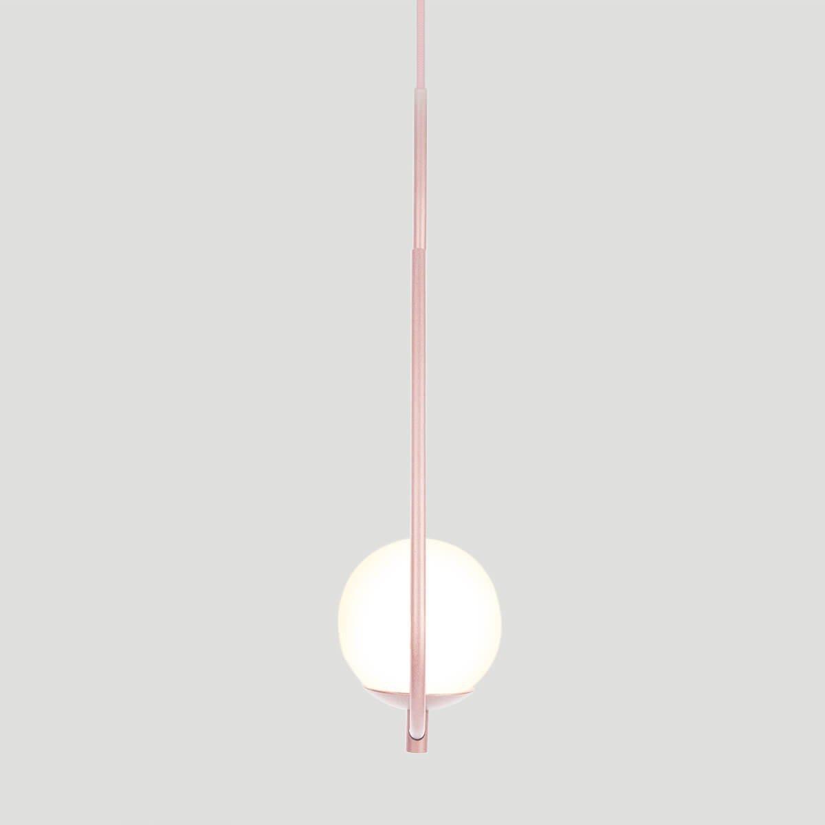 Pendente Lustre On Loop ROSÉ com globo de vidro BRANCO | MadeiraMadeira