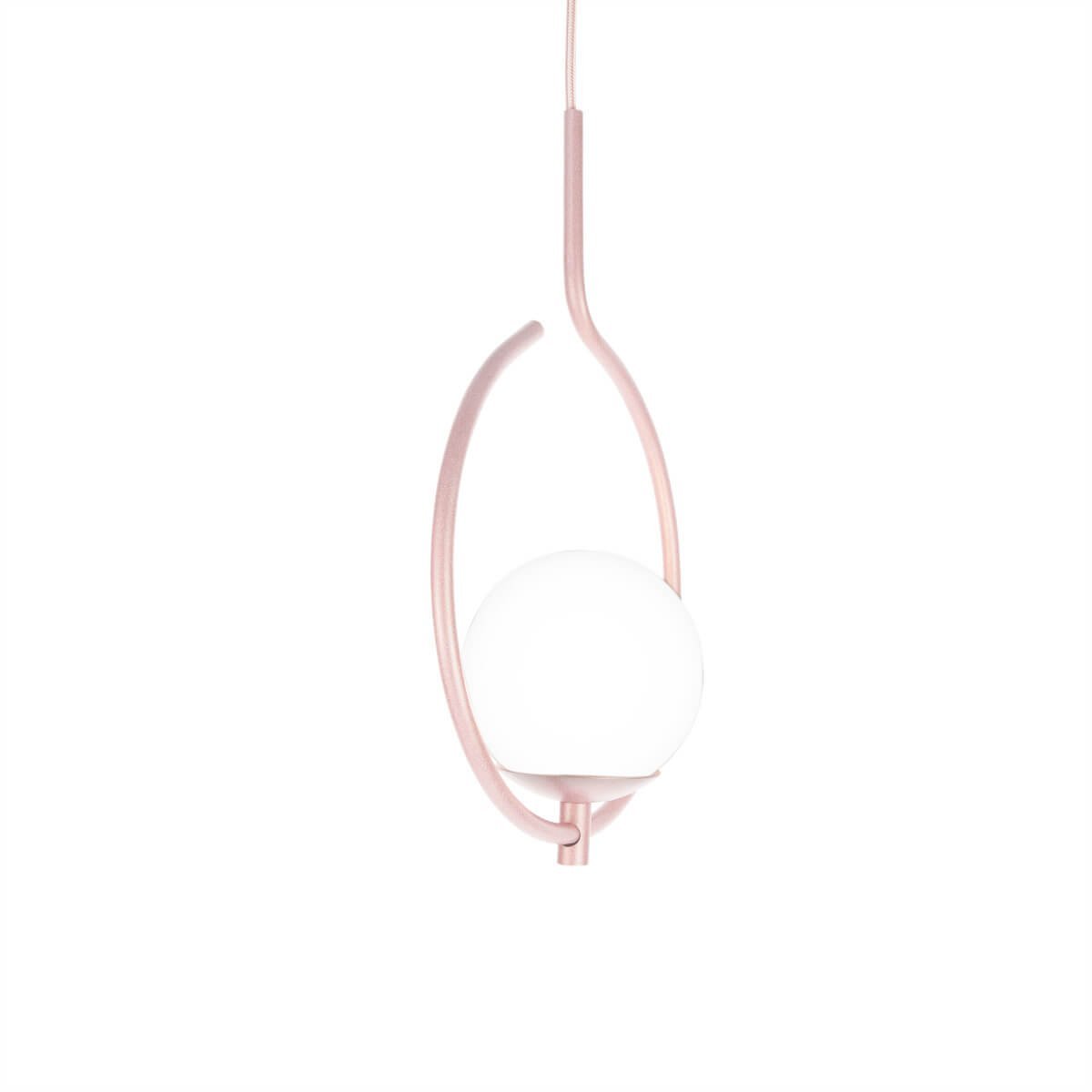 Pendente Lustre On Loop ROSÉ com globo de vidro BRANCO | MadeiraMadeira