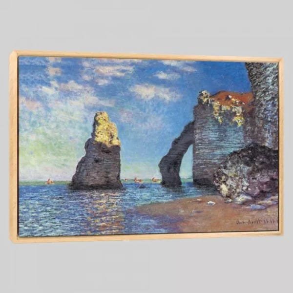 Quadro Reprodução Monet The Cliff Etretat 95x63 Moldura Natural ...