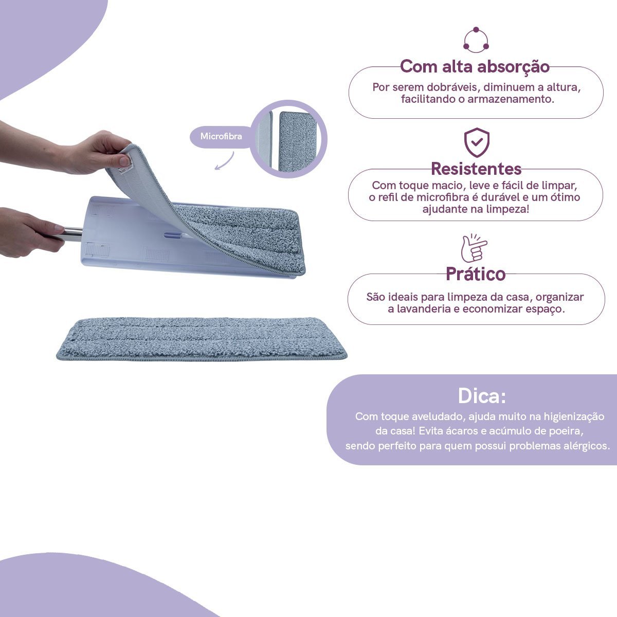Kit com 2 microfibras para Mop slim - Simplo | MadeiraMadeira
