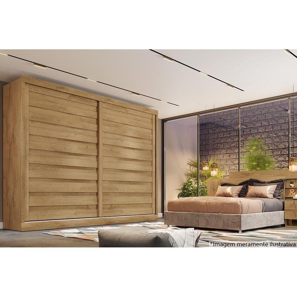 Guarda Roupas 2 Portas de Correr Versalhes e 6 Gavetas Amêndoa - Europa ...